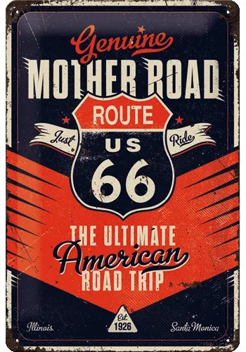 Postershop Plechová cedule: Route 66 (The Ultimate Road Trip) - 20x30 cm