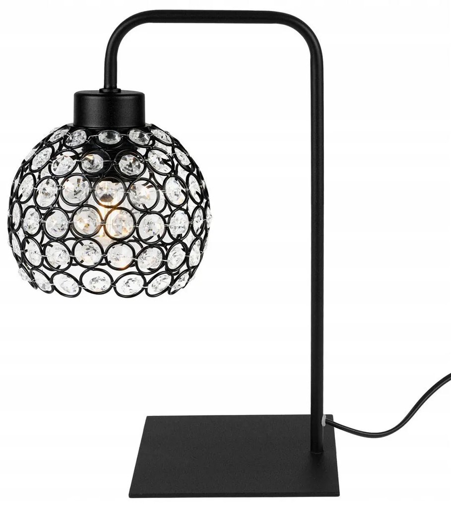 Stolní lampa Crystal, 1x černé křišťálové stínítko