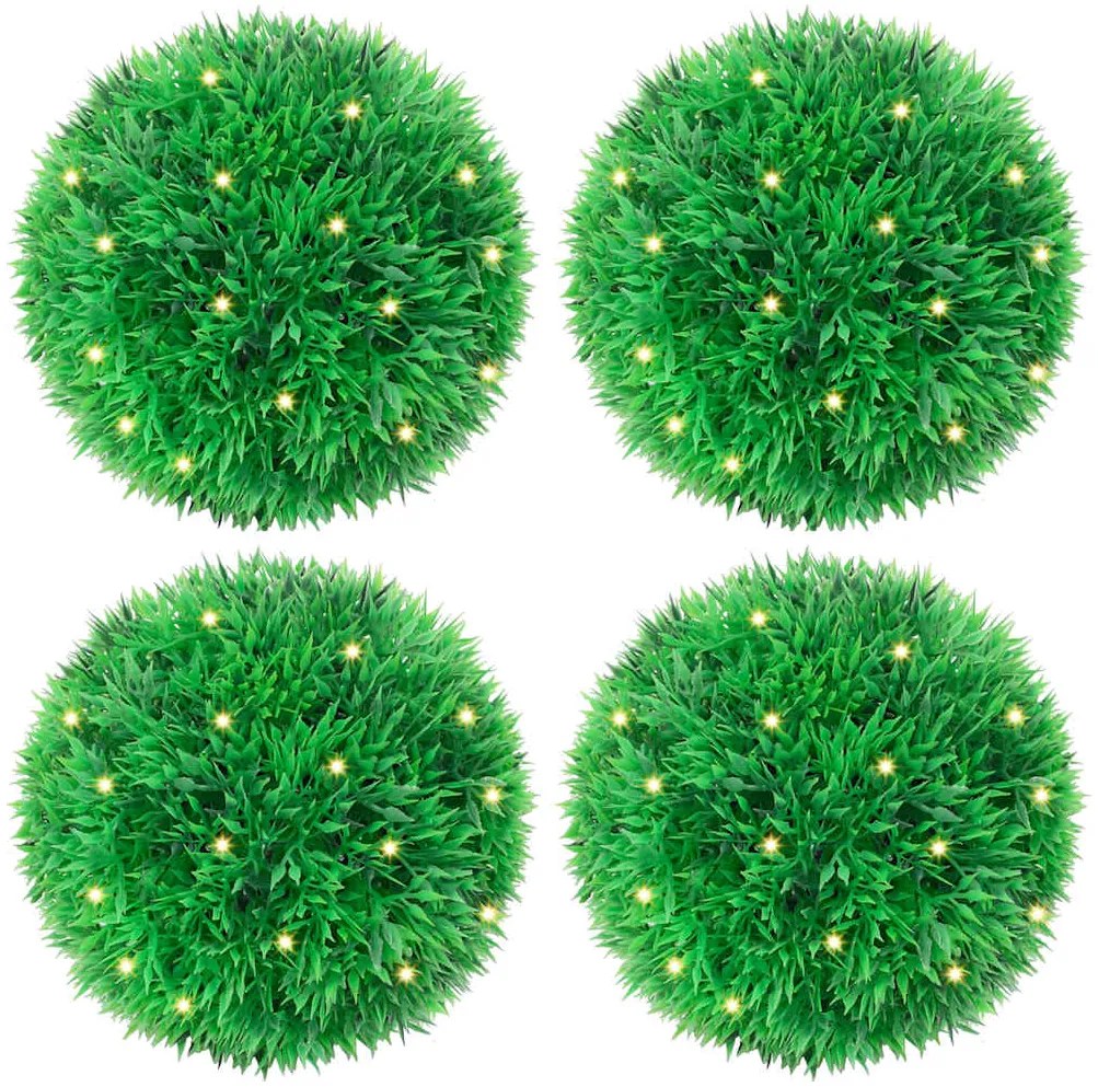 Umělé buxus koule s LED světly 4 ks zelené 12 cm 3335904