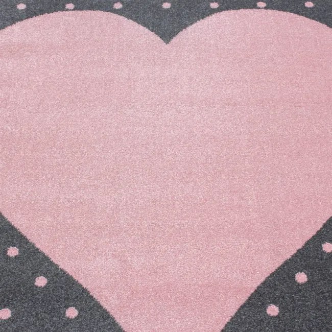 Dětský koberec Bambi srdce kruh růžový