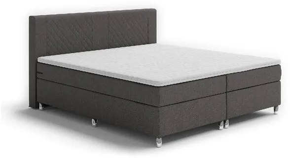 Postel Boxspring Claude 180x200,tmavě šedá,vč. matrace a topperu