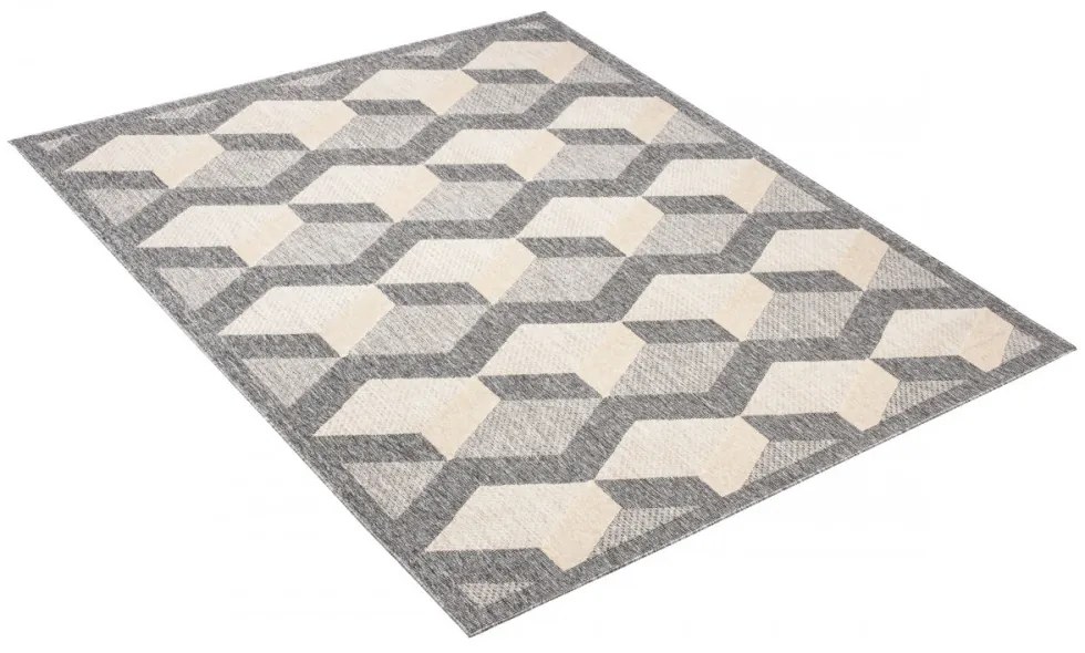 Kusový koberec 3D šedo krémový 200x300cm