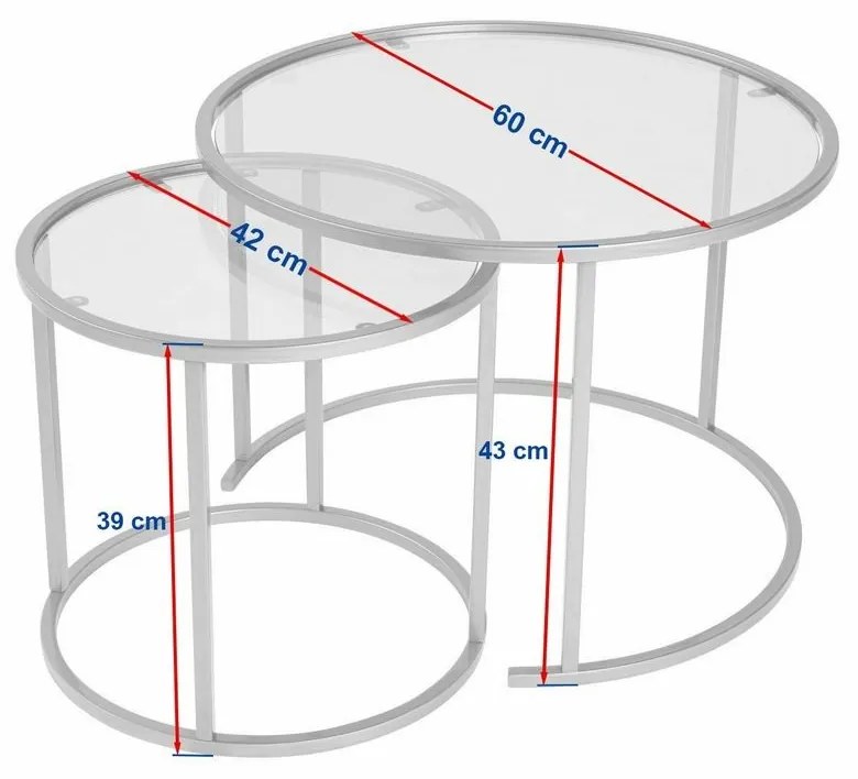 Sada konferenčních stolků Aurum Black and Grey 60 cm, 2 ks