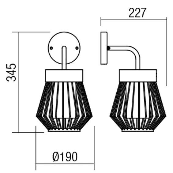 Redo 9844 nástěnné svítidlo Titti tmavě hnědé, E27, ø19cm