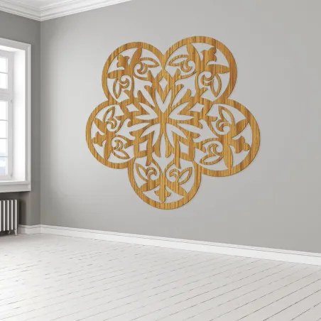 Dřevěný nástěnný obraz mandala tajemná květina | SENTOP HDF0321