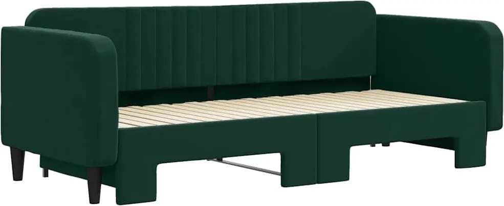 Válenda s přistýlkou tmavě zelená 90 x 200 cm samet 3197065