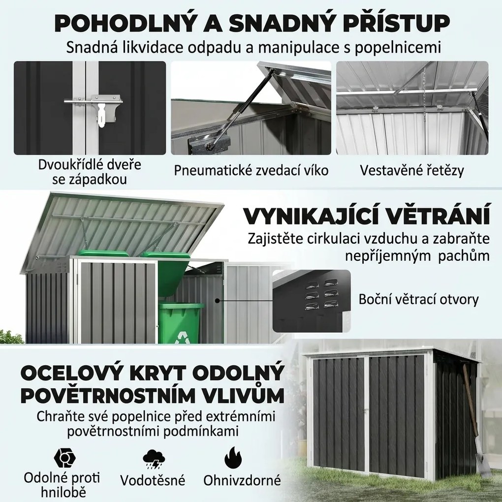 Přístřešek na 2 popelnice z pozinkované oceli, antracitový 845-436V02CG