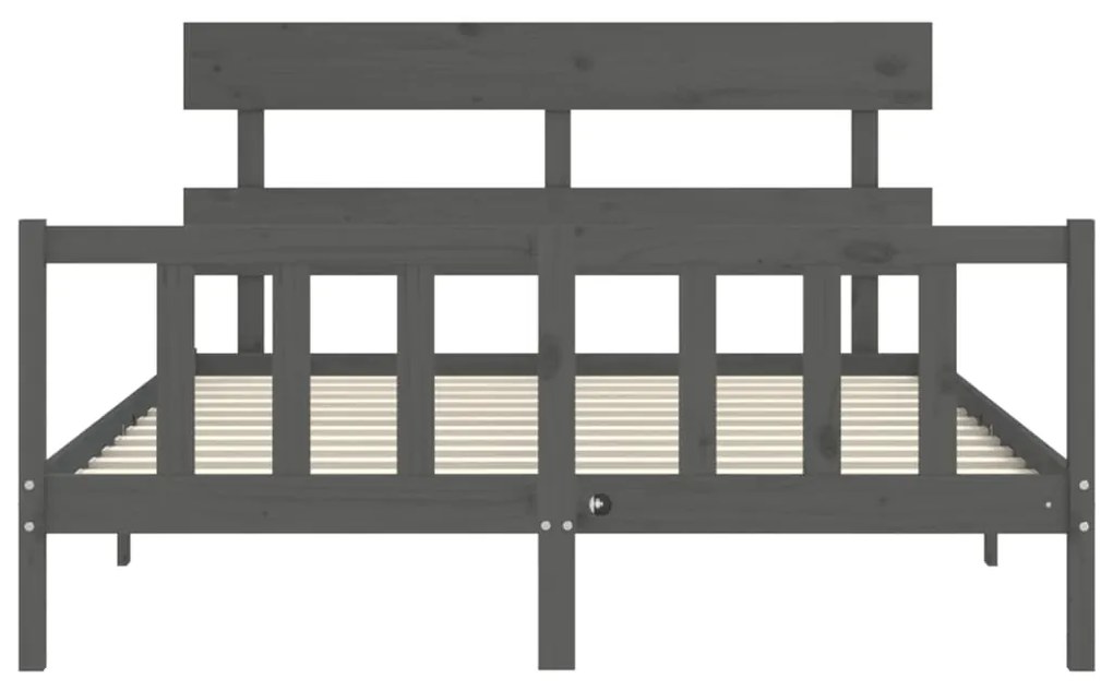 Rám postele s čelem šedý King Size masivní dřevo,  3193278