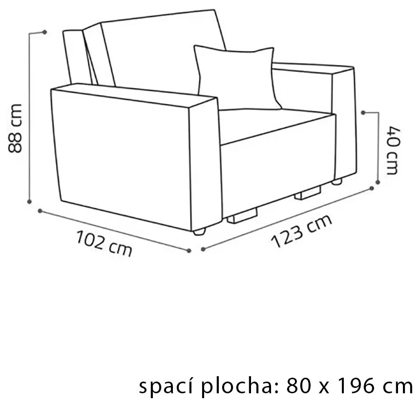 Pohovka VIVA I VOX | 123 cm | rozkládací + úložný prostor | VÝBĚR TKANIN
