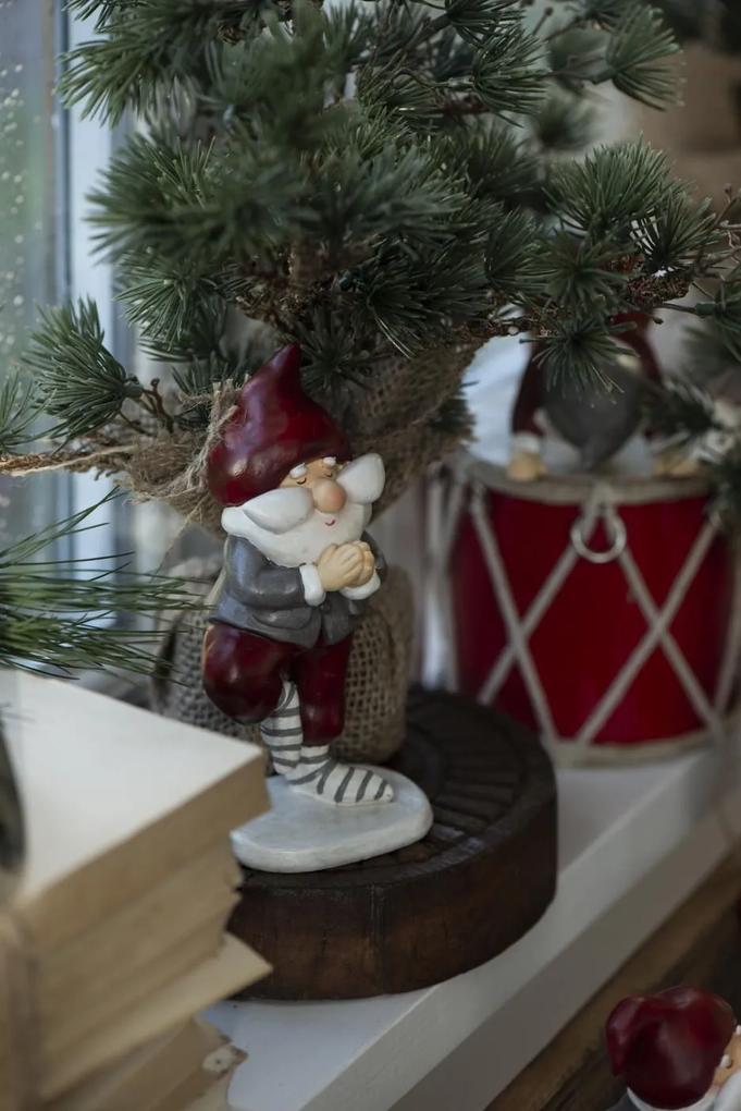 IB LAURSEN Vánoční figurka Santa's Helper Boy Yoga A, červená barva, šedá barva, pryskyřice
