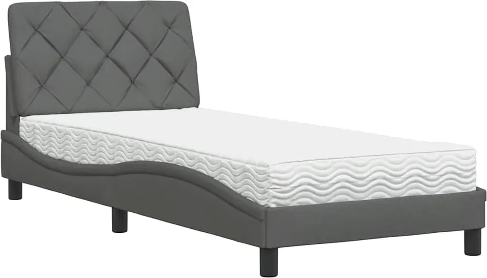 Postel s matrací tmavě šedá 90 x 190 cm textil 3310707