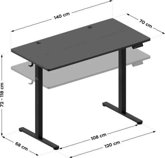 Elektrický výškově nastavitelný stůl Mark Adler Leader 7.3 černý