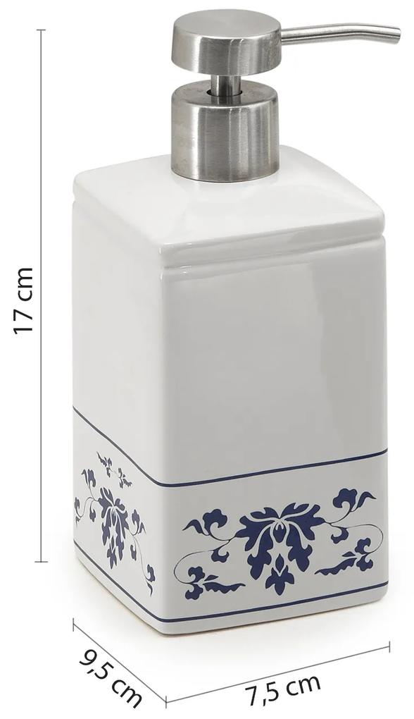 Gedy CIXI dávkovač mýdla na postavení, porcelán, bílá/modrá - CX8189