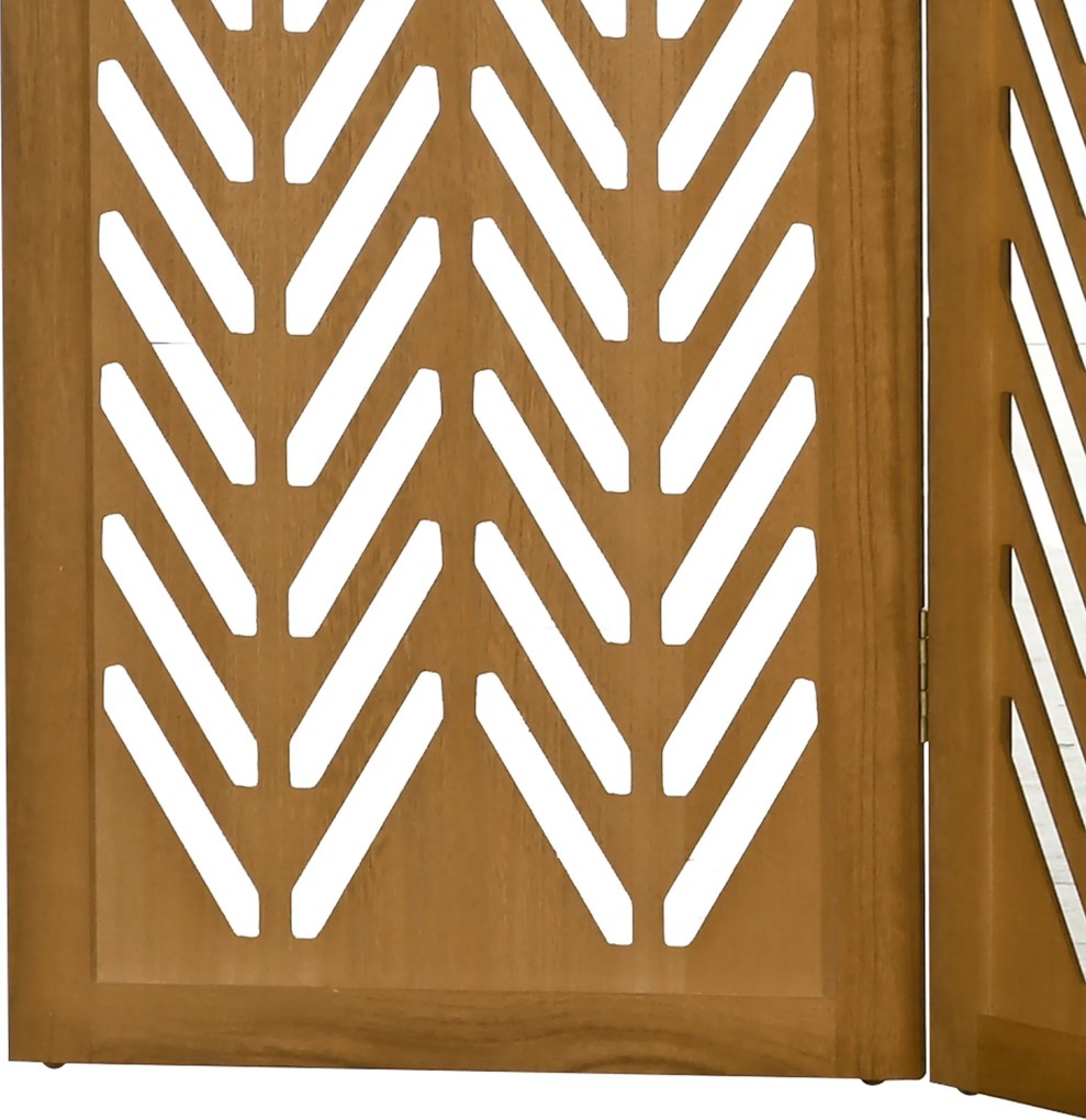 HOMCOM Dřevěný mřížkový dělicí panel, skládací příčka 4 panely, přírodní dřevo 160 x 170 cm