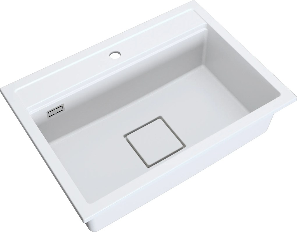 Gamma Quadro 7050, 1-komorový granitový dřez 700x500x220 mm, bílá, GMA-ZLE000236