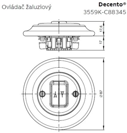 ABB Decento žaluziové tlačítko bílá-porcelán 3559K-C88345