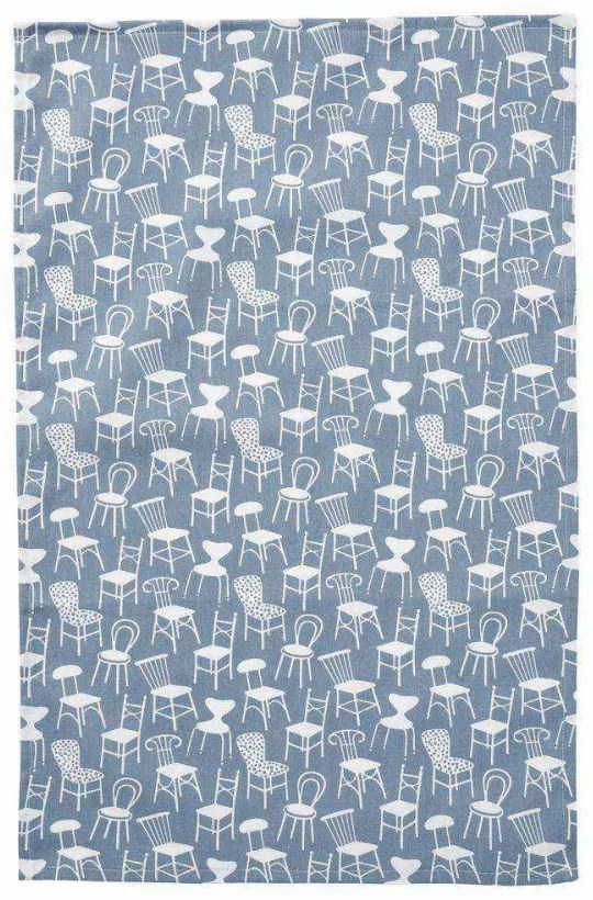 Kuchyňská utěrka Chairs blue 46x70, Klippan Švédsko