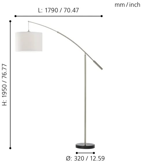Eglo 92206 - Stojací lampa NADINA 1xE27/60W/230V