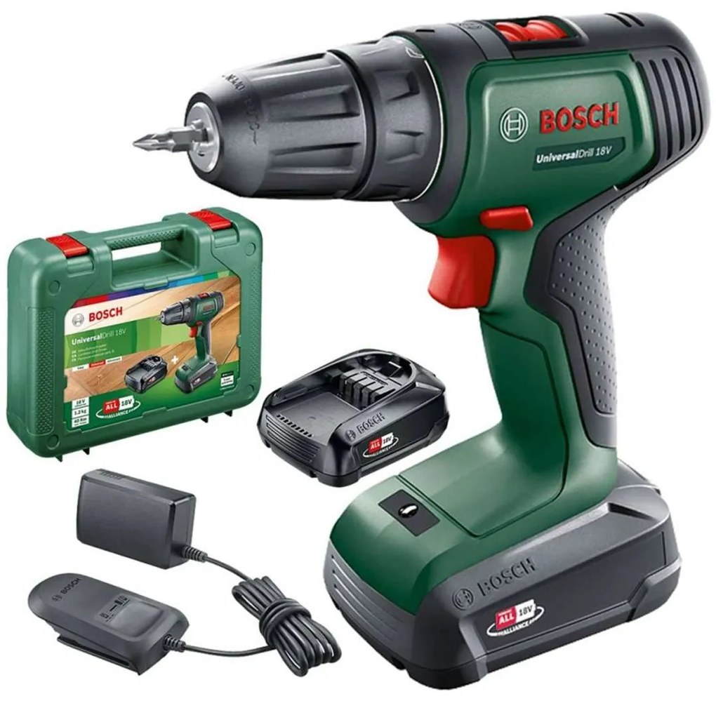 Bosch - 18V AKU vrtací šroubovák, 2x aku 1,5 Ah Li-Ion, nabíječka 06039D4002