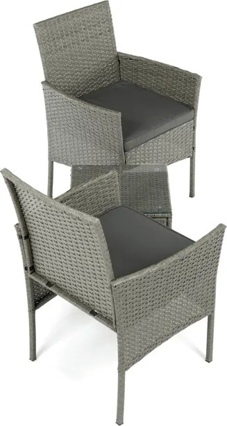 Zahradní set RELAXPOINT 1+2 - šedý polyratan / kovová konstrukce Barva: šedá