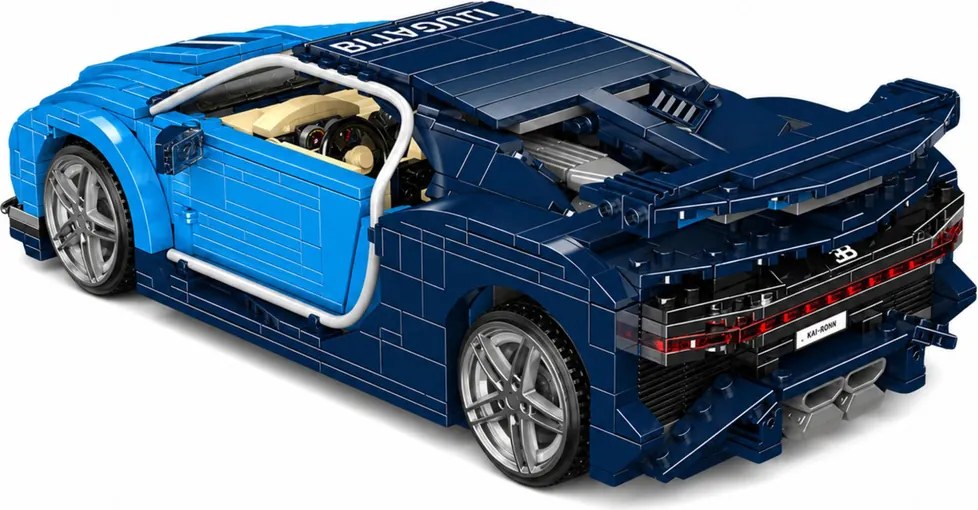 LEAN Toys Stavebnicové kostky – sportovní auto Bugatti, modré, 1212 dílků