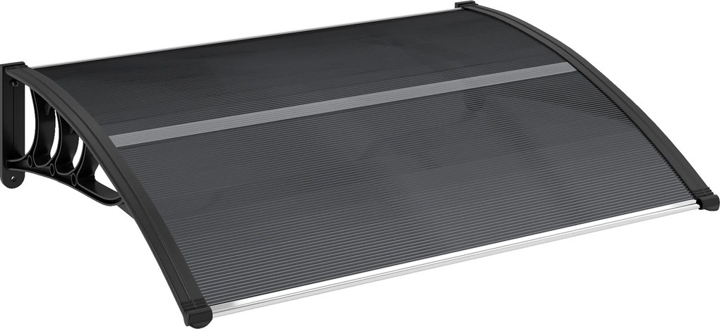 Outsunny stříška na vchodové dveře 100 x 75 cm stříška z hliníku a polykarbonátu s UV ochranou stříška na vchodové dveře na balkon, ochrana proti slu…