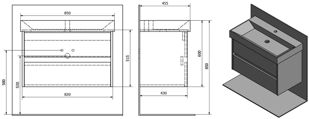 Sapho NIRONA umyvadlová skříňka 82x51,5x43 cm, bílá, NR085-3030