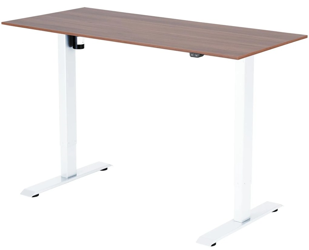 Výškově nastavitelný stůl Liftor 2segmentové nohy bílé,   deska 1380 x 650 x 18 mm ořech