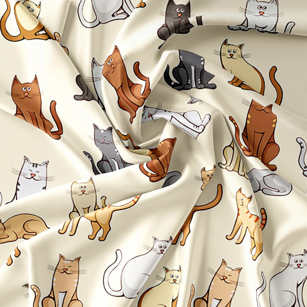 Povlečení z mikrovlákna COLORED CATS krémové Rozměr povlečení: 2 ks 70 x 90 cm | 200 x 220 cm