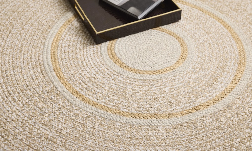 Diamond Carpets India, Ručně vázaný kusový koberec Cirra J-50 Natural kruh, 140x140 (průměr) kruh, béžová, chodba / předsíň