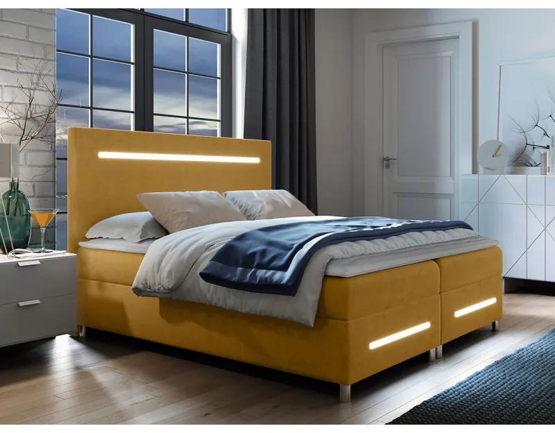 Kontinentální postel Trunida LED, Rozměr postele: 140x200, Barva:: ekokůže Soft 011 (černá)