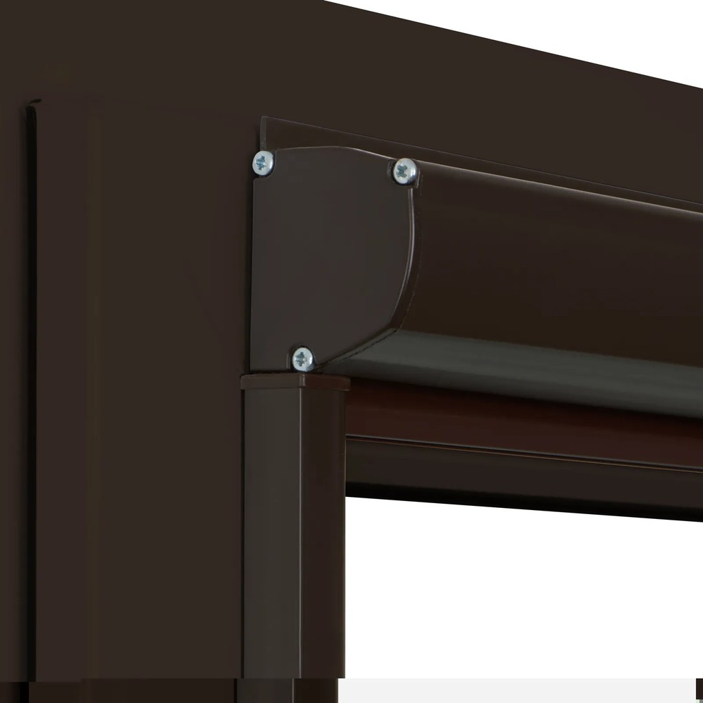 Dekodum Termoizolační roleta v hnědé kazetě, barva látky Pearl Silver Šířka (cm): 109, Výška (cm): Balkonová (do 200 cm), Strana mechanismu: Levá