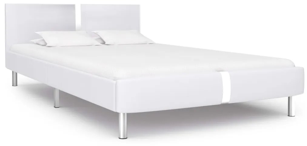 280832 vidaXL Rám postele bílý umělá kůže 120 x 200 cm