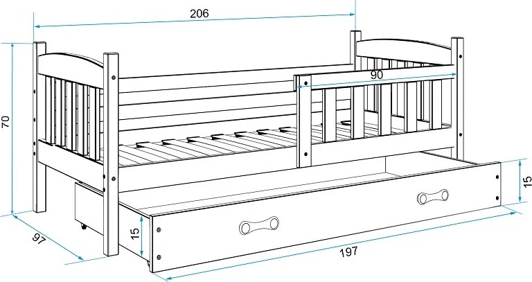 FALCO Postel Kuba 90x200 bílá/bílá