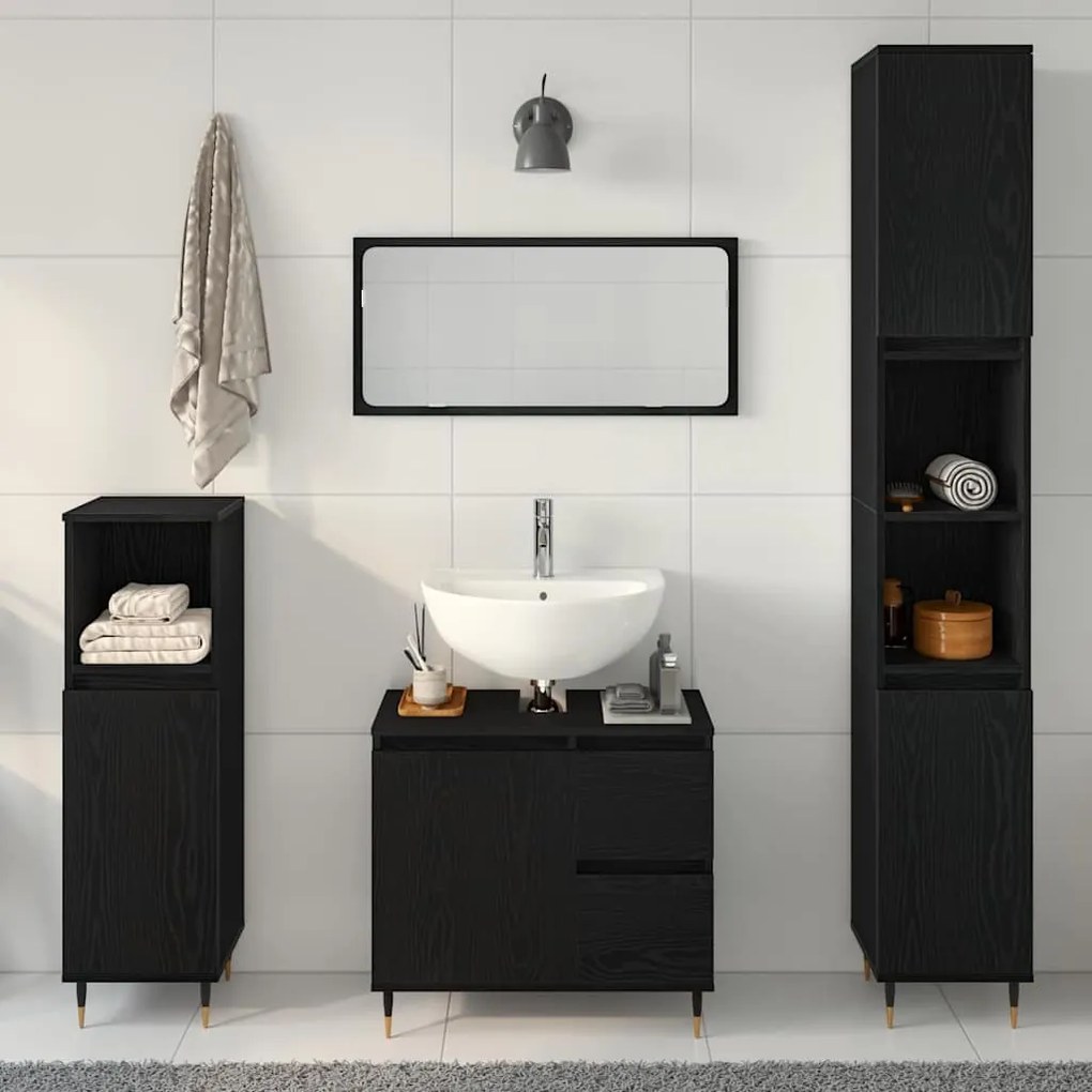 Sada koupelnového nábytku 3 ks Černý dub 30 x 30 x 190 cm 3333096