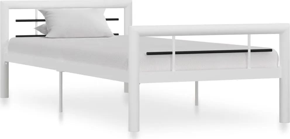 vidaXL Rám postele černý a bílý kov 90 x 200 cm [284556] Barva: Bílá a černá