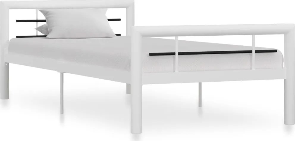 vidaXL Rám postele černý a bílý kov 90 x 200 cm [284556] Barva: Šedá a bílá