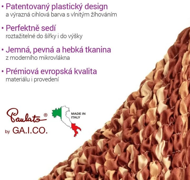 Bielastické potahy UNIVERSO NOVÉ žíhané cihlové dvojkřeslo s dřevěnými rukojeťmi (š. 80 - 140 cm)