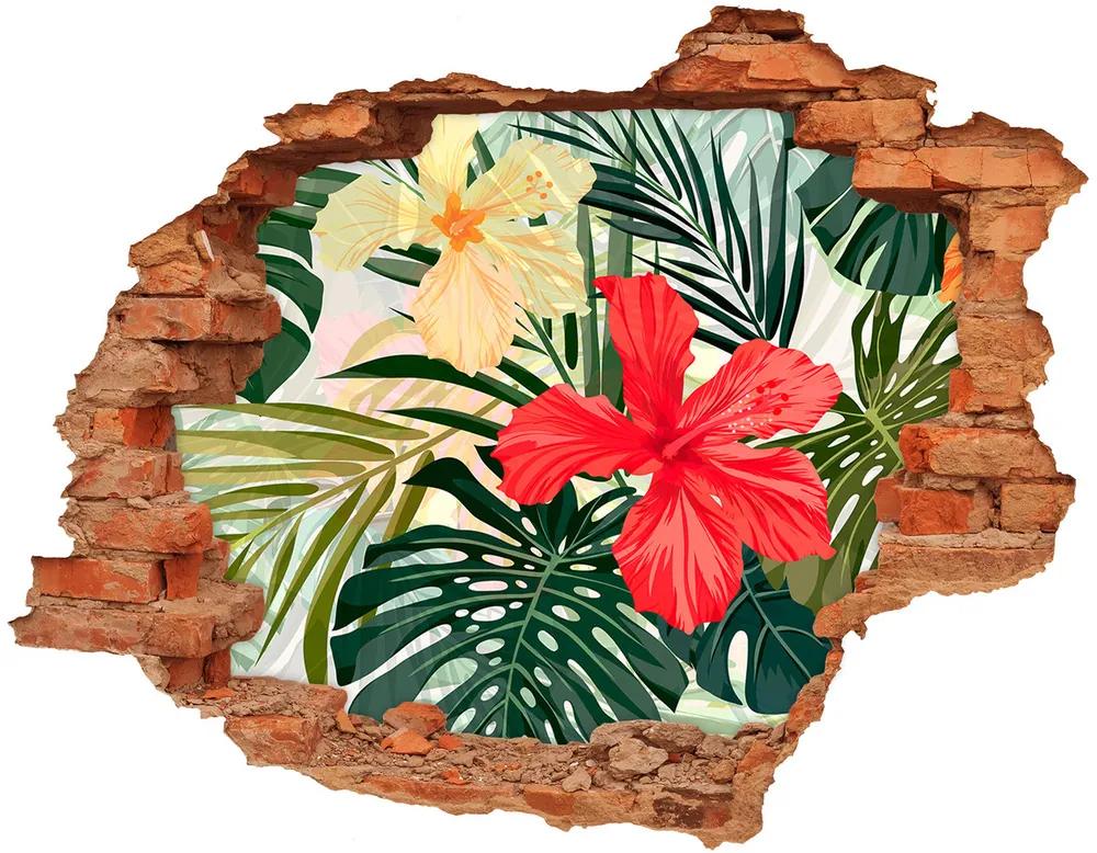 Wallmuralia 3D díra nálepka Hawajské květiny 90x70 cm