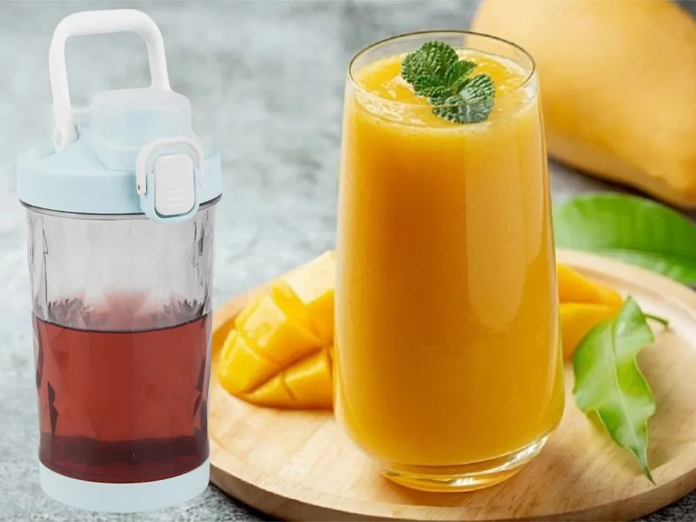 Verk Group Přenosný bezdrátový USB mixér na smoothie, drtič ledu, modrý