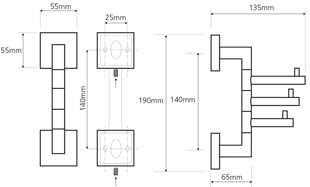 Sapho, X-SQUARE trojháček otočný, chrom, XQ204
