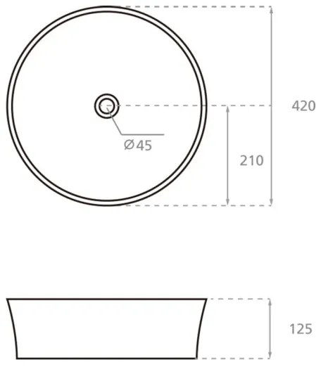Bathco 4087 - Umyvadlo na desku VOLTA pr. 42 cm porcelán/bílá