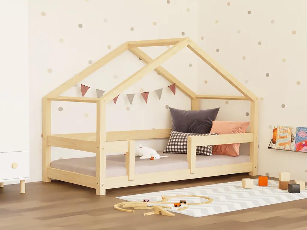 Benlemi Dětská postel domeček LUCKY se zábranou Zvolte barvu: Bílá, Zvolte rozměr: 90x190 cm, Zvolte zábranu: S jednou zábranou
