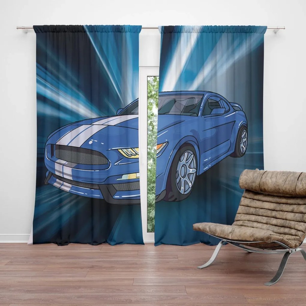 Sablio Závěs Mustang Modré pozadí: 2ks 140x250cm