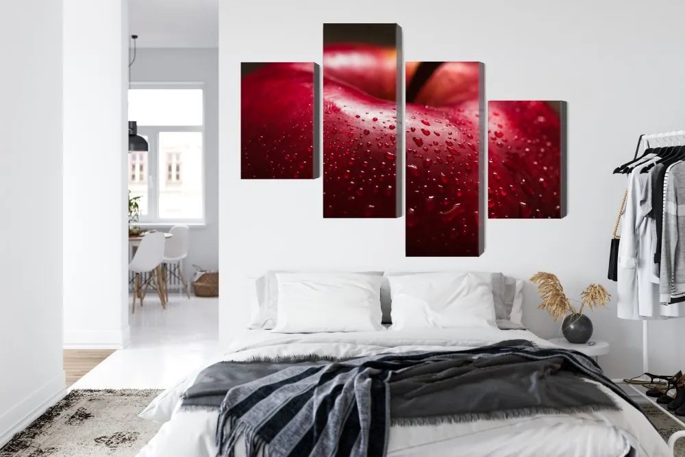 Vícedílný obraz Červené Jablko V Makro Měřítku Nedostatek Nedostatek Přírodní plátno 240x150