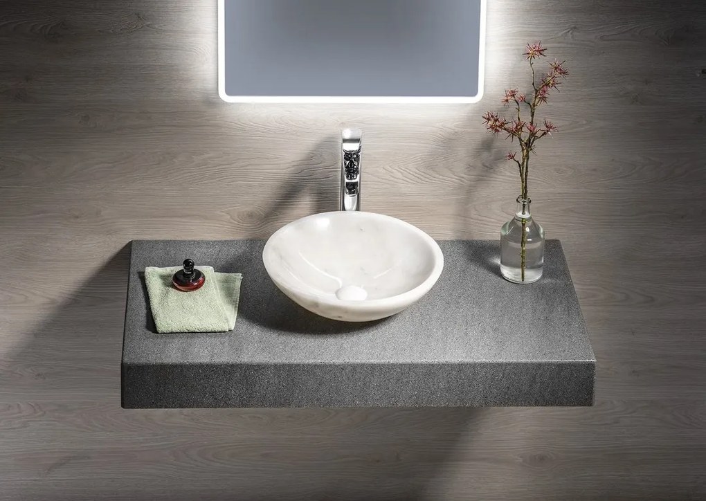 Sapho, BLOK kamenné umyvadlo 42x14 cm, bílá carrara, 2401-42
