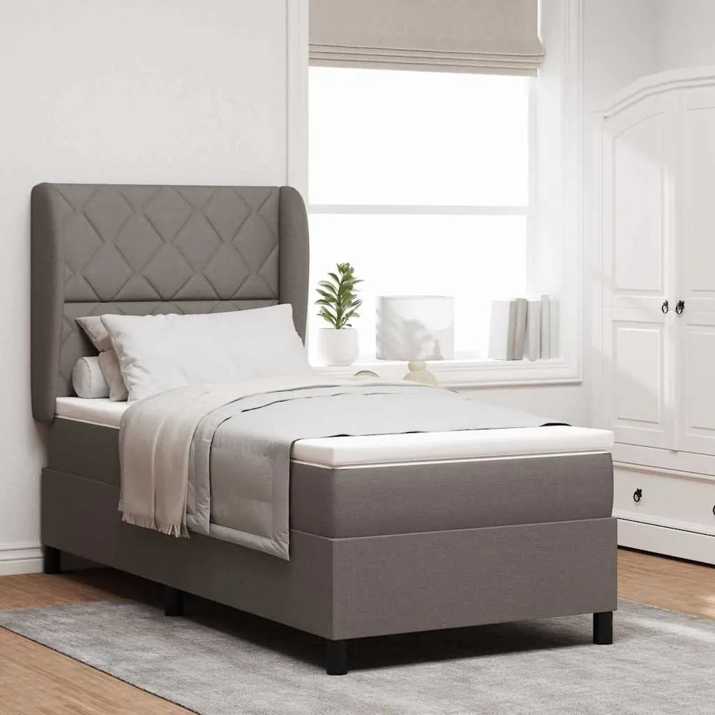 Postel s boxspringem s čelo Taupe 100 x 200 cm textil 3340617