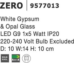Nástěnné svítidlo NOVA LUCE ZERO G9 9577013 bez žárovky