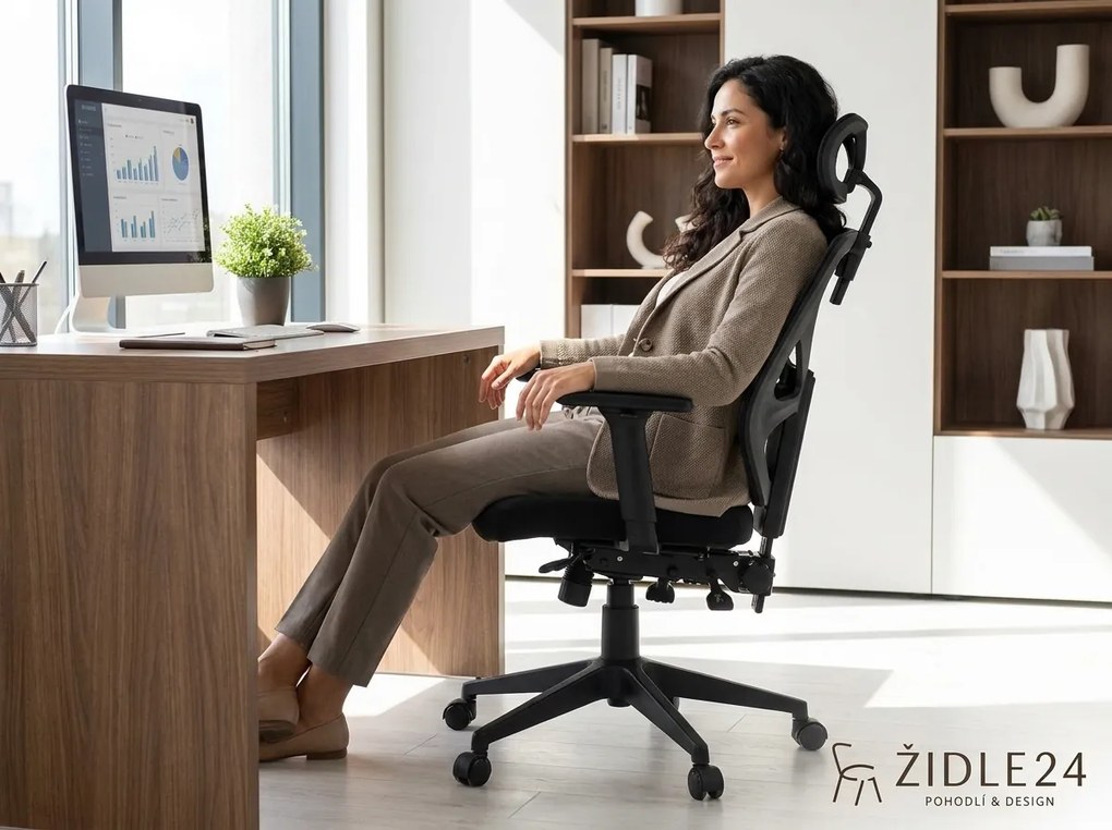 Ergonomická kancelářská židle EVRON - černá síťovina
