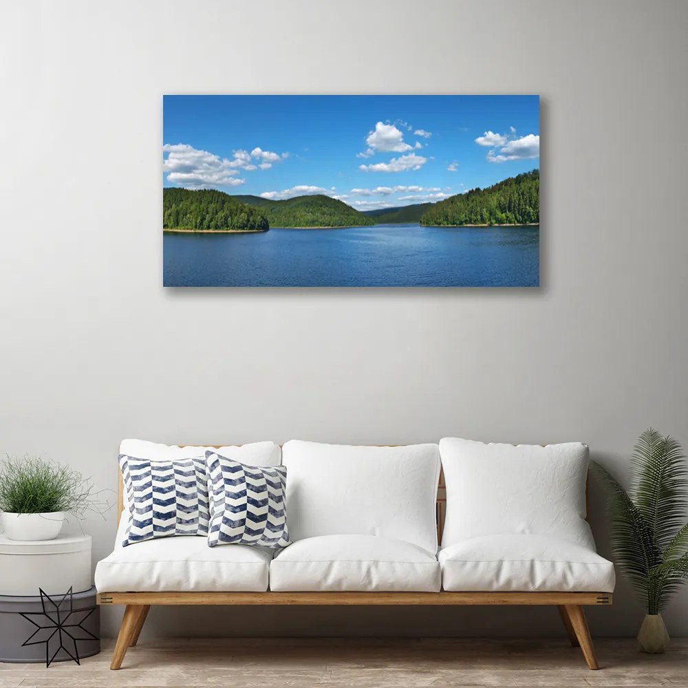 Obraz na plátně Jezero Les Krajina 125x50 cm